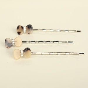 LOOK AROUND | Accessories | 3nwt Tortoise Shell Rhinestones Gold Bow ...